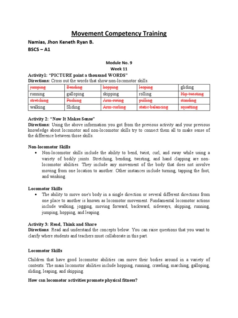 Movement Competency Training Module No. 9 | PDF | Physical Fitness ...
