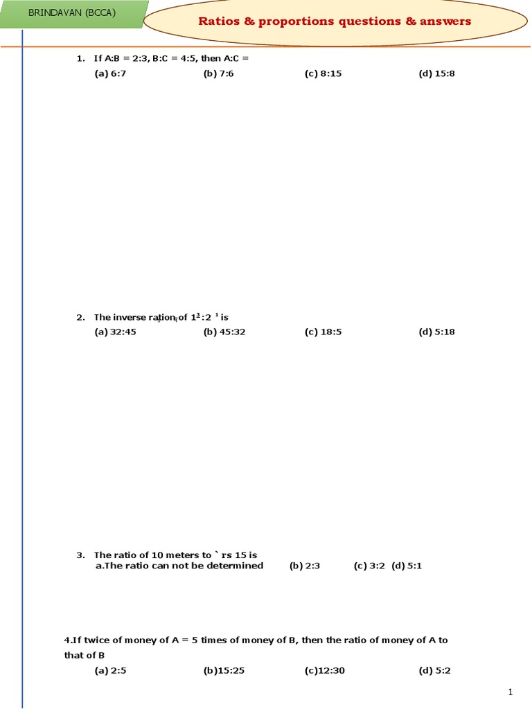 Rations - Questions CMA | PDF | Ratio | Mathematics