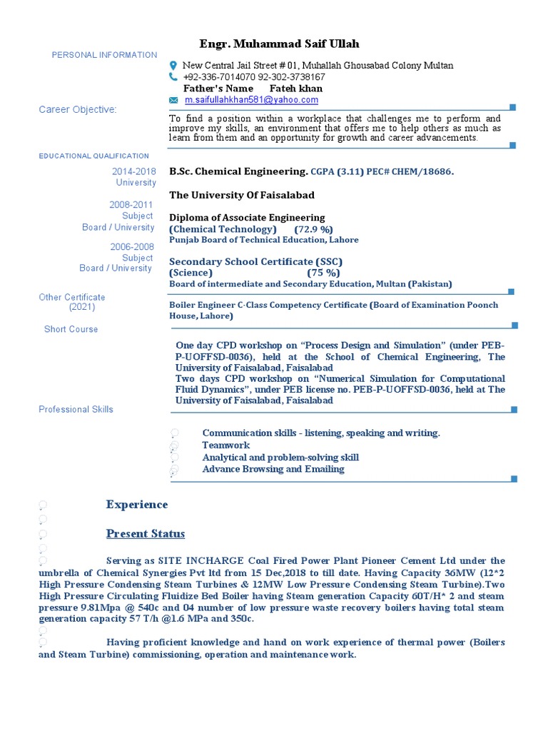 Engr M Saifullah 13 | PDF | Boiler | Water Treatment