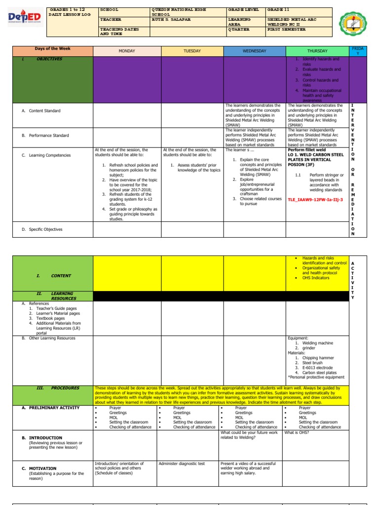 DLL Smaw 1 | PDF | Learning | Welding