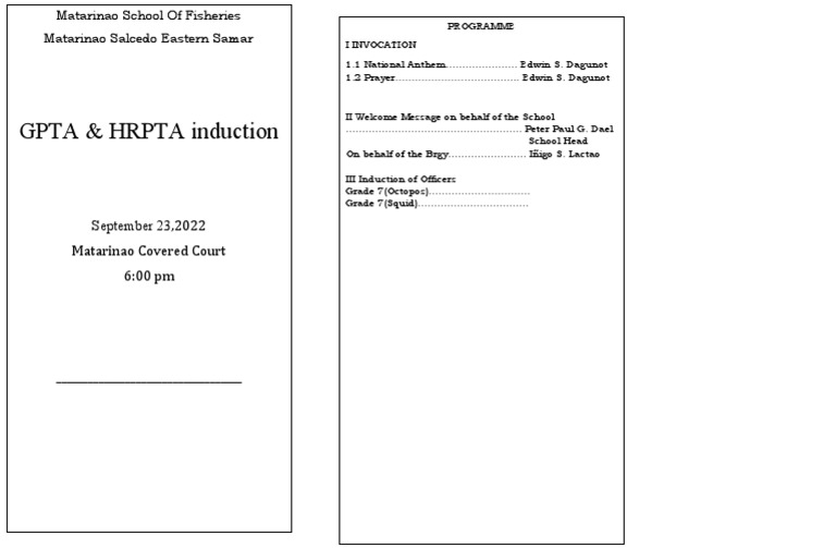 GPTA Induction 2020 | PDF