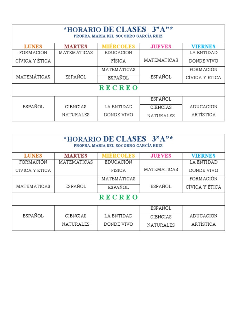 Horario de Clases 3 | PDF
