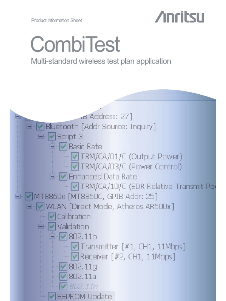 CombiTest Multi-Standard Wireless Test Plan Application (Information ...