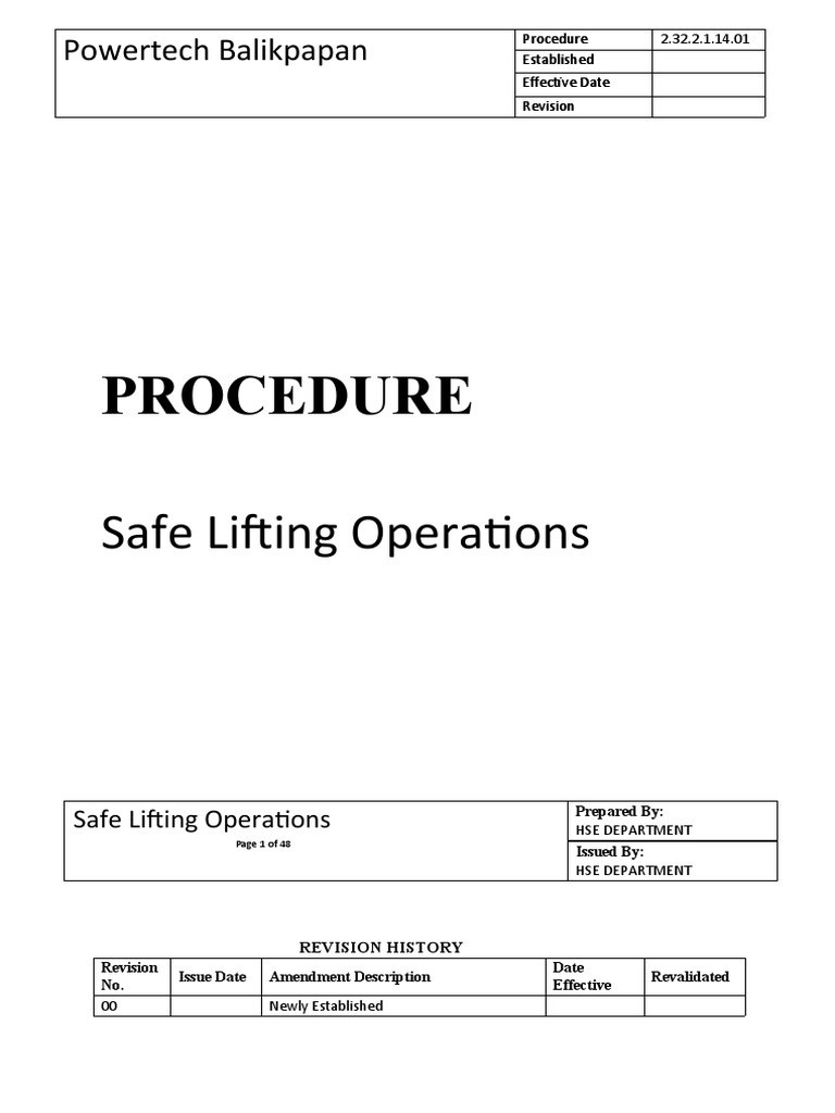 PROCEDURE Lifting | PDF | Crane (Machine) | Forklift