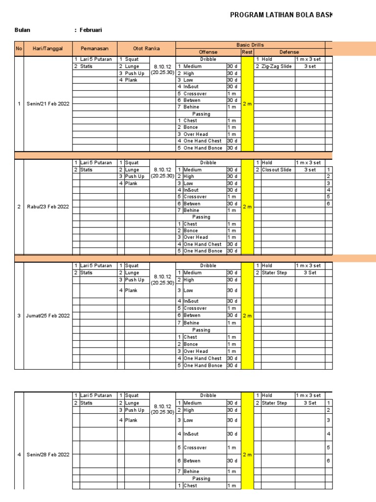 Tabel Program Latihan | PDF