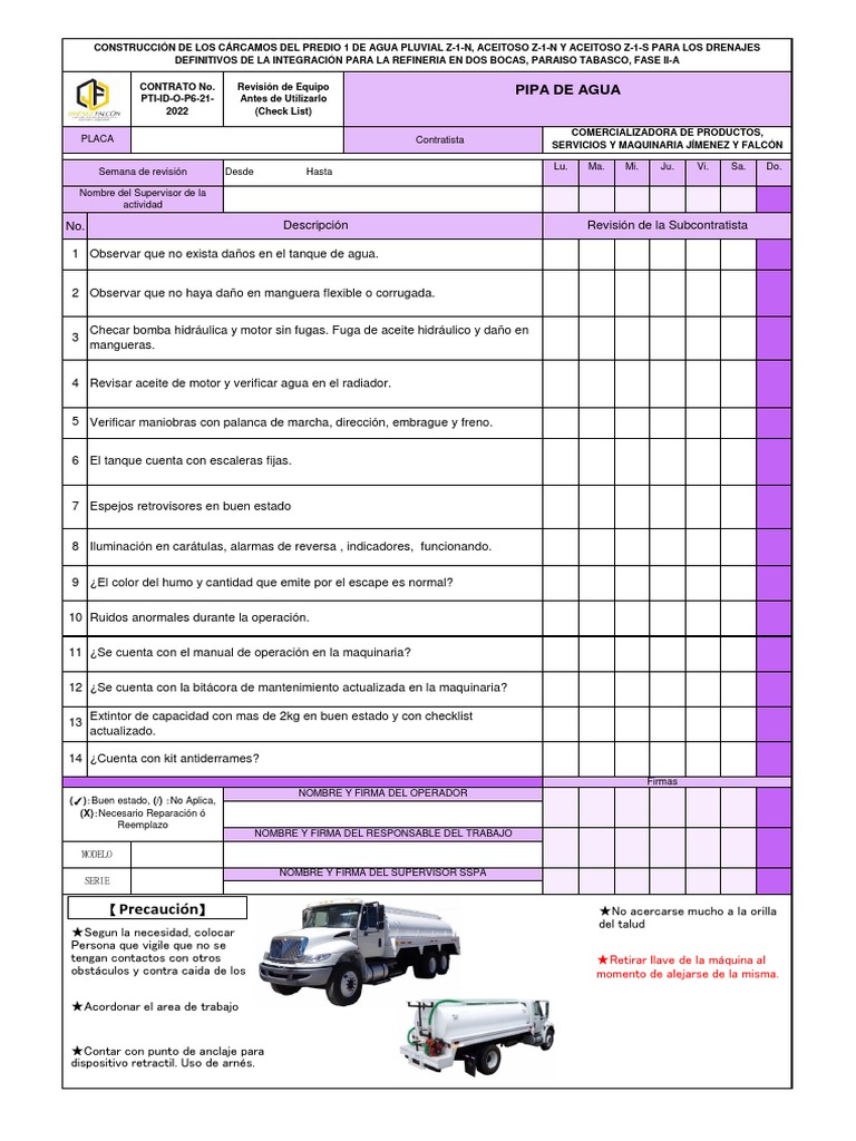 Pipa de Agua Semanal | PDF | Vehículos | Bienes manufacturados