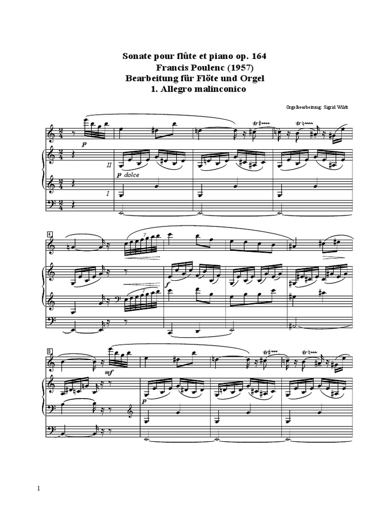Francis Poulenc, Sonate Pour Flûte Et Orgue | PDF