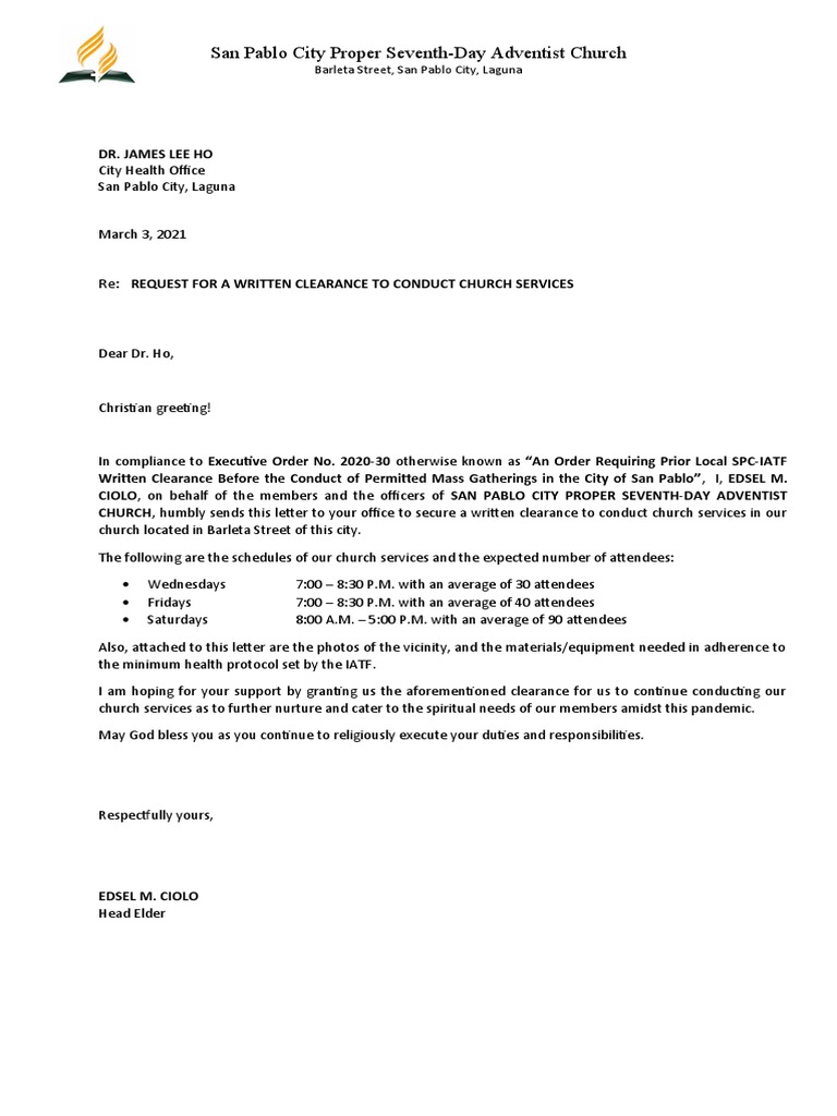 Request Letter - CITY HEALTH | PDF