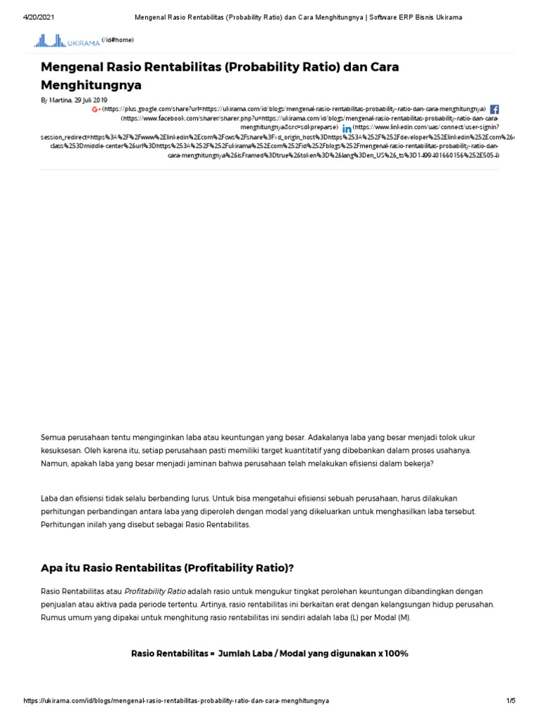 (Probability Ratio) Mengenal Rasio Rentabilitas Dan Cara Menghitungnya ...