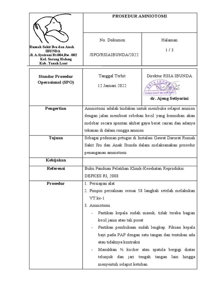 Prosedur Amniotomi | PDF