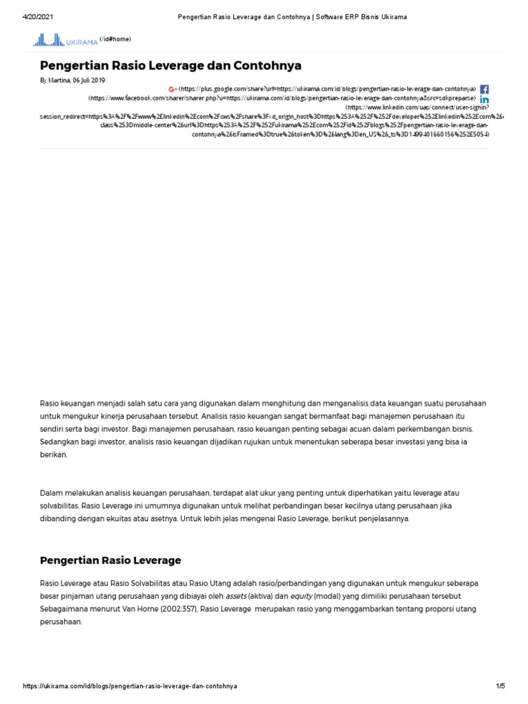 Pengertian Rasio Leverage Dan Contohnya | PDF