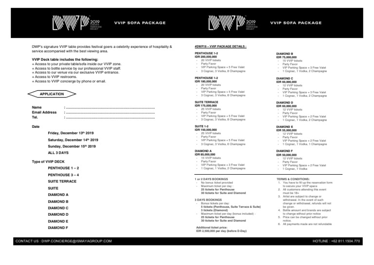 DWP19 - Vvip Booking Confirmation | PDF