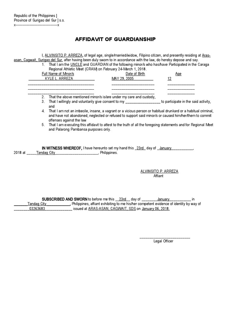 Affidavit of Guardianship | PDF | Affidavit | Common Law Affidavit of Guardianship | PDF | Affidavit | Common Law