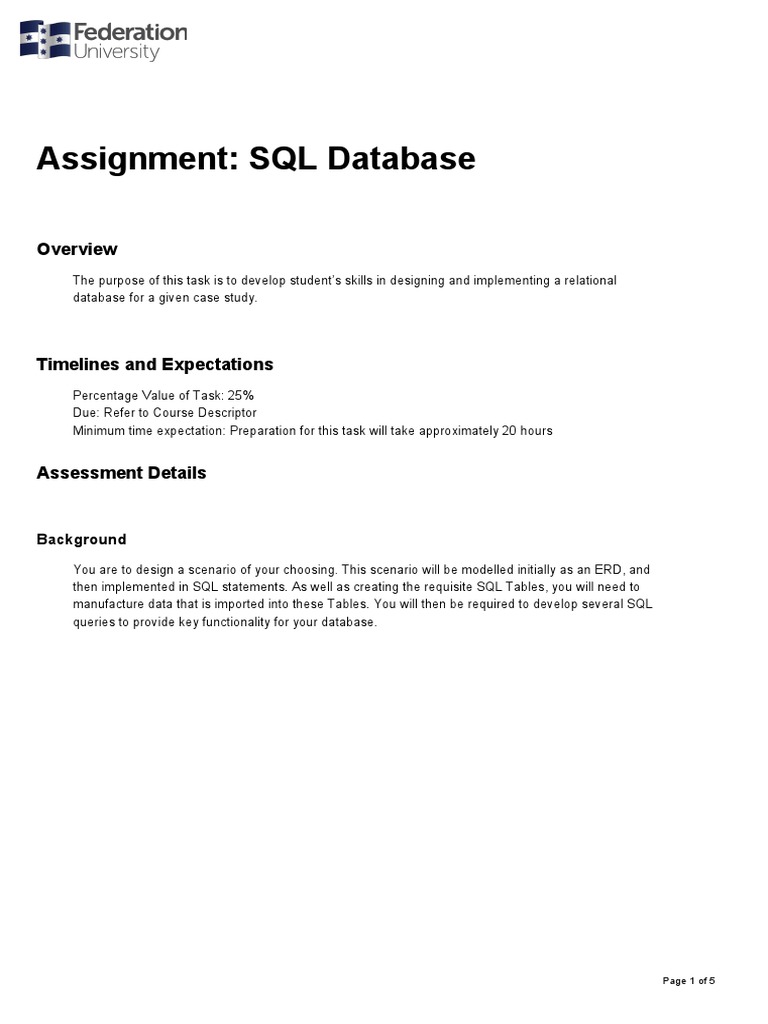ITECH1103 Assignment2 SQL Database | PDF | Databases | Sql ITECH1103 Assignment2 SQL Database | PDF | Databases | Sql