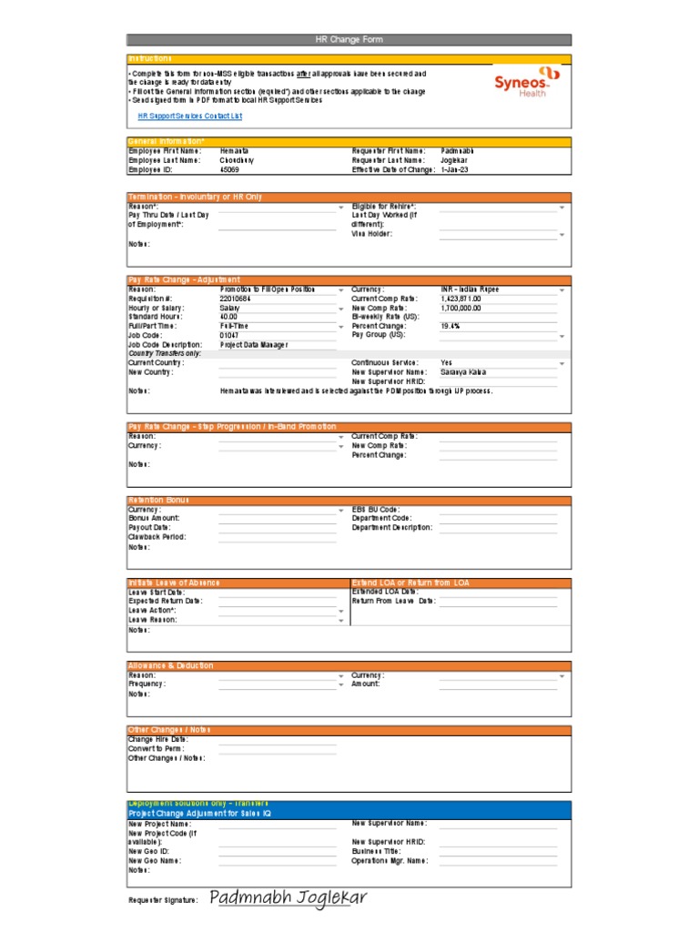 Change Form Hemanta C | PDF | Employment | Business
