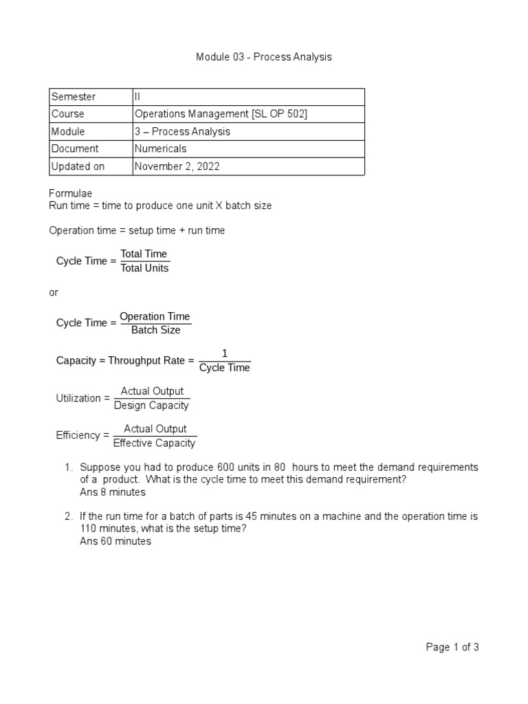 08 - Numericals - Process Analysis | PDF