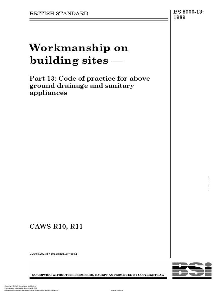 (G19) BS 8000-13-1989 (1998) | PDF | Pipe (Fluid Conveyance) | Civil ...