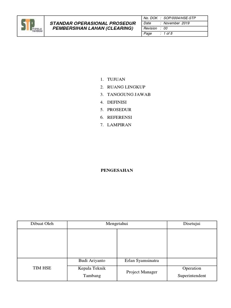 SOP-IBPR - Kegiatan Land Clearing Menggunakan Dozer | PDF