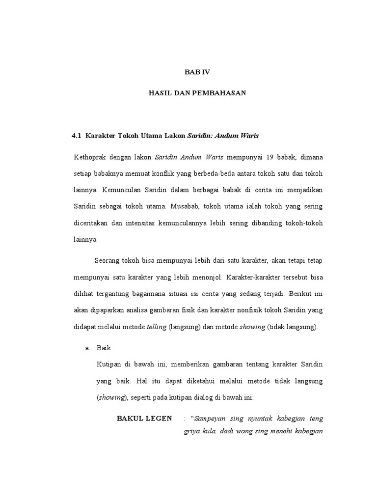 Karakter Saridin dalam Kethoprak Saridin Andum Waris | PDF