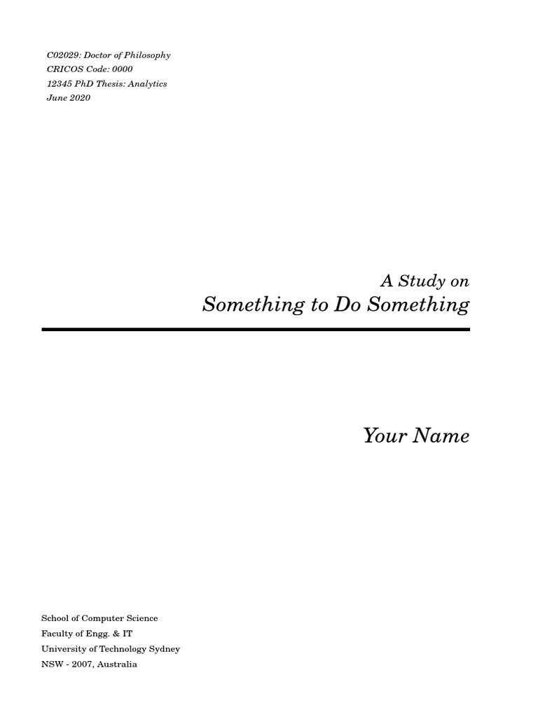 University of Technology Sydney Uts Thesis Template | PDF | Thesis ...