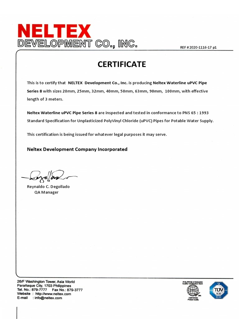 Neltex Waterline | PDF | Pipe (Fluid Conveyance) | Polyvinyl Chloride