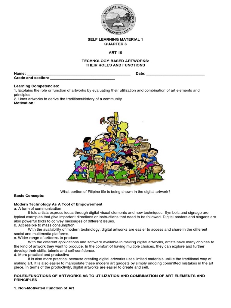 Arts10 Quarter 3 SLM 1 | PDF | The Arts | Psychological Concepts