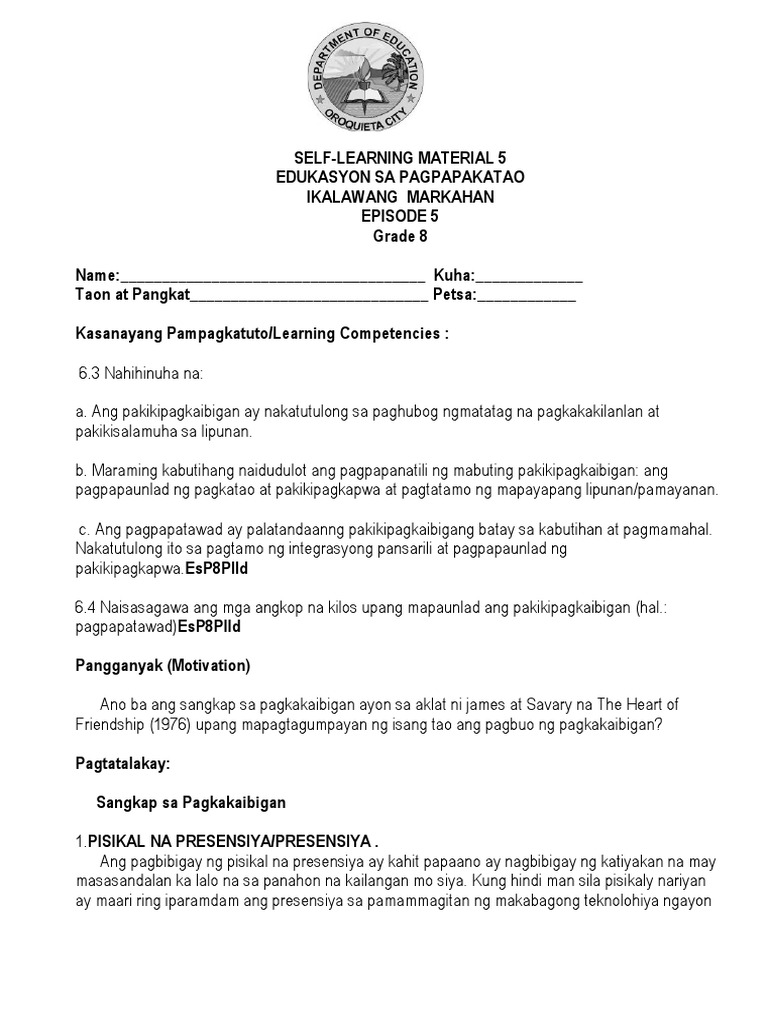 Esp8 Q2 E5 SLM | PDF