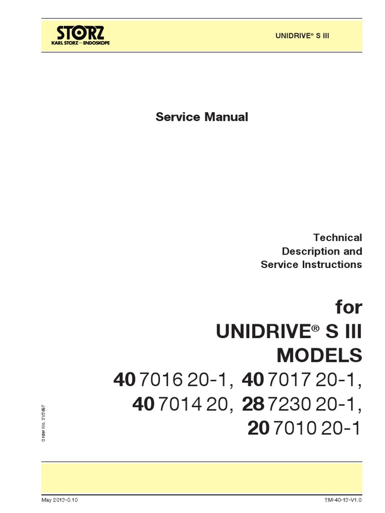 Storz Unidrive S III Surgery Motor Drive - Service Manual | PDF ...