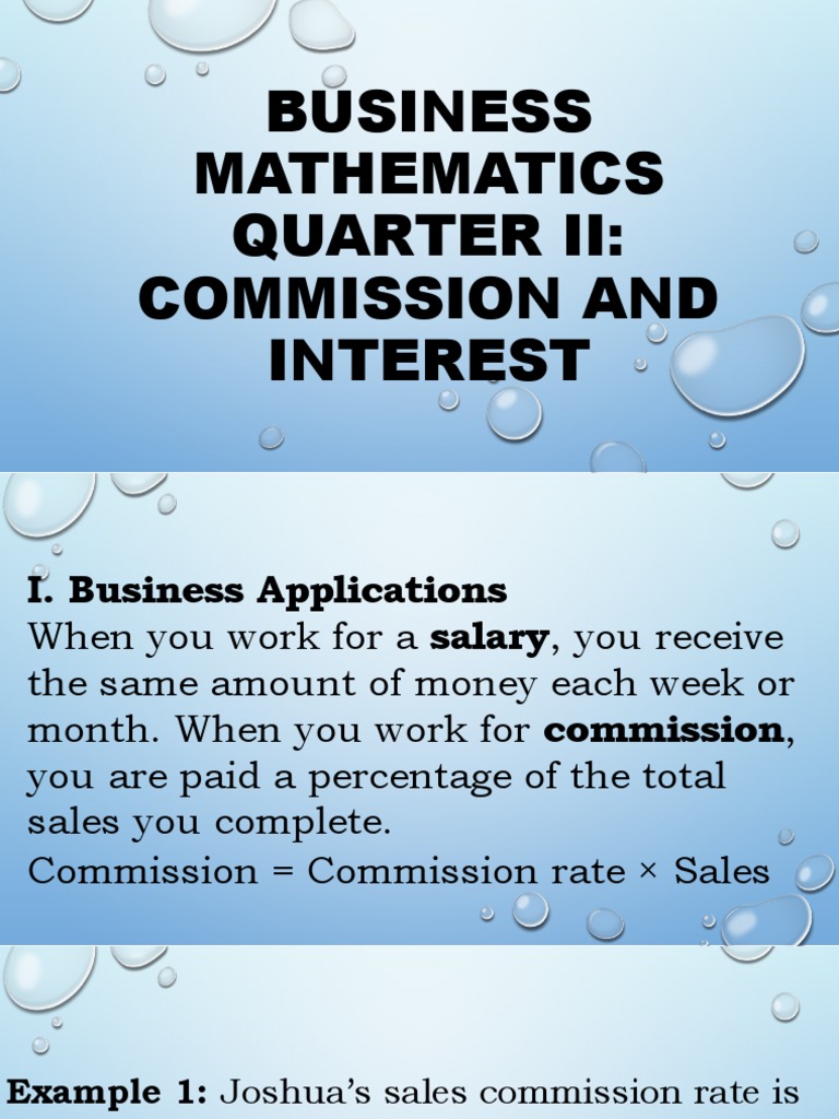 Business Math: Commission & Interest | PDF | Interest | Debt