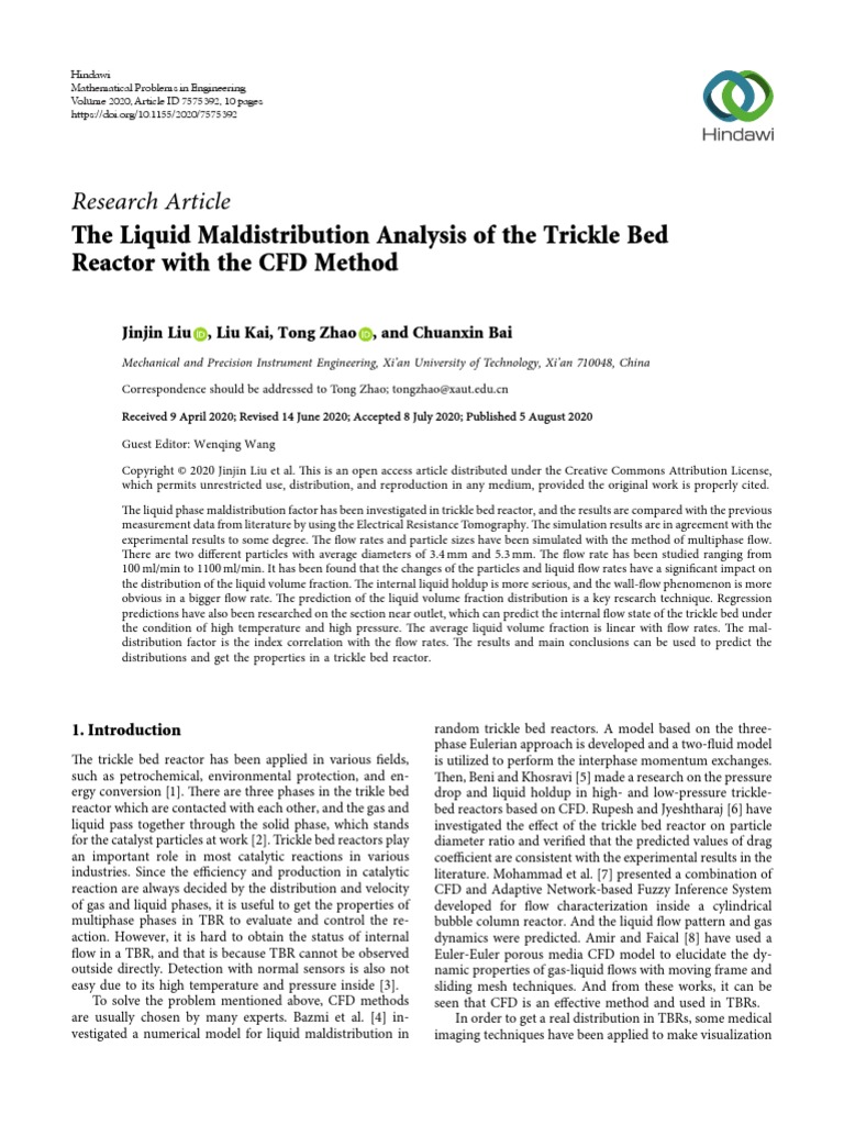 Maldistribution Factor Trickle Bed Reactor | PDF | Porosity | Computational Fluid Dynamics