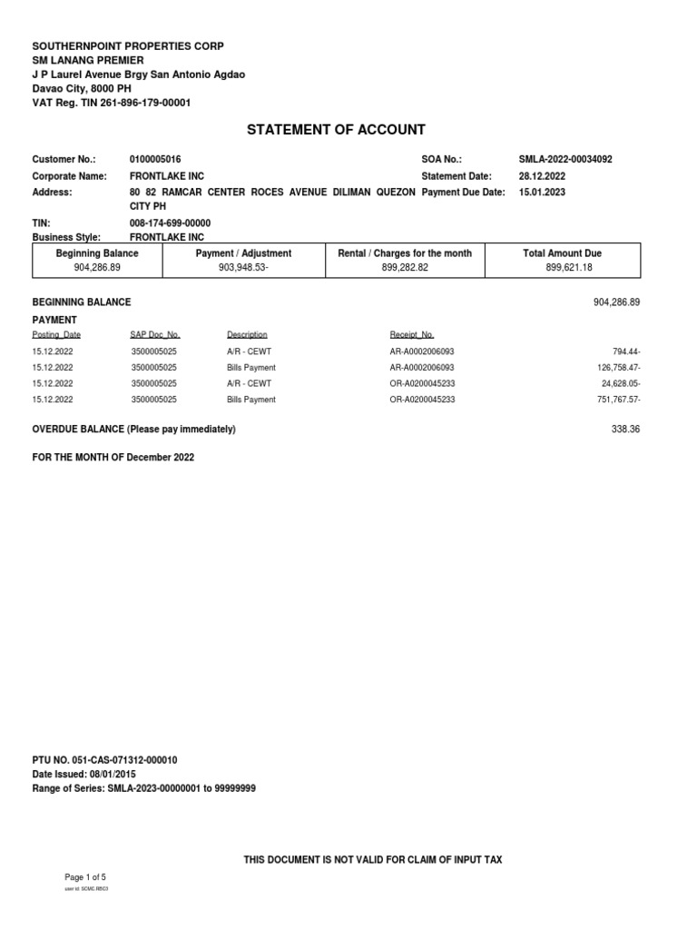Statement of Account | PDF | Taxes | Value Added Tax