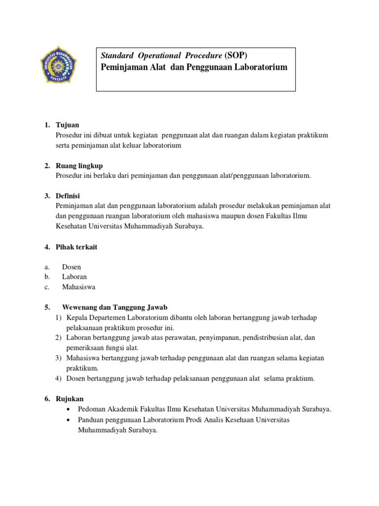 SOP ADMINISTRASI LABORATORIUM 1 - Compressed 1 | PDF