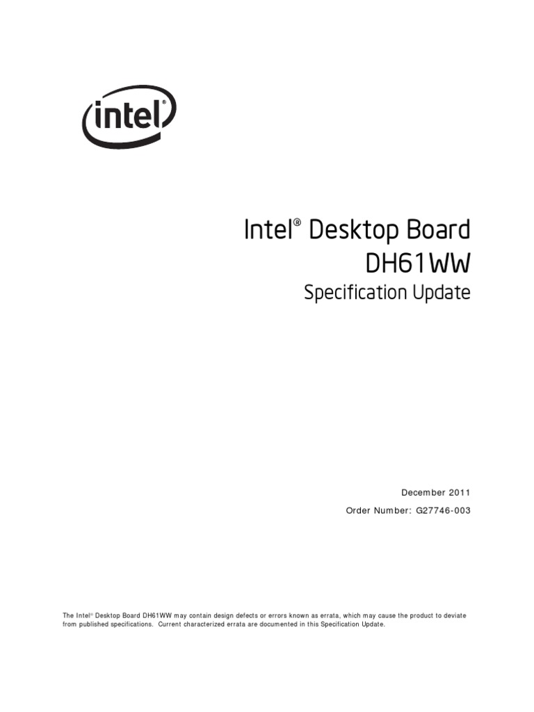 DH61WW SpecUpdate03 | Download Free PDF | Intel | Bios