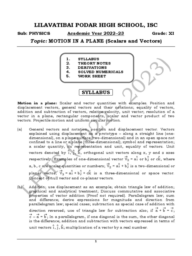 M 1 Scalars And Vectors Pdf Euclidean Vector Velocity