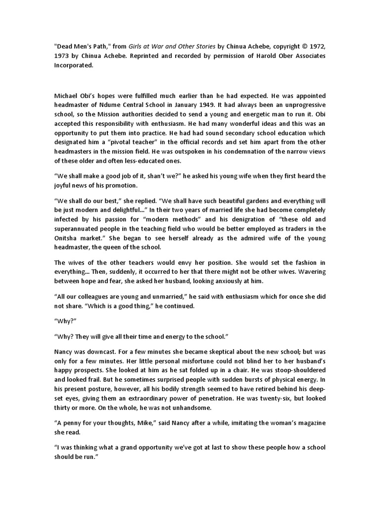 Dead Mens Path - Achebe | PDF