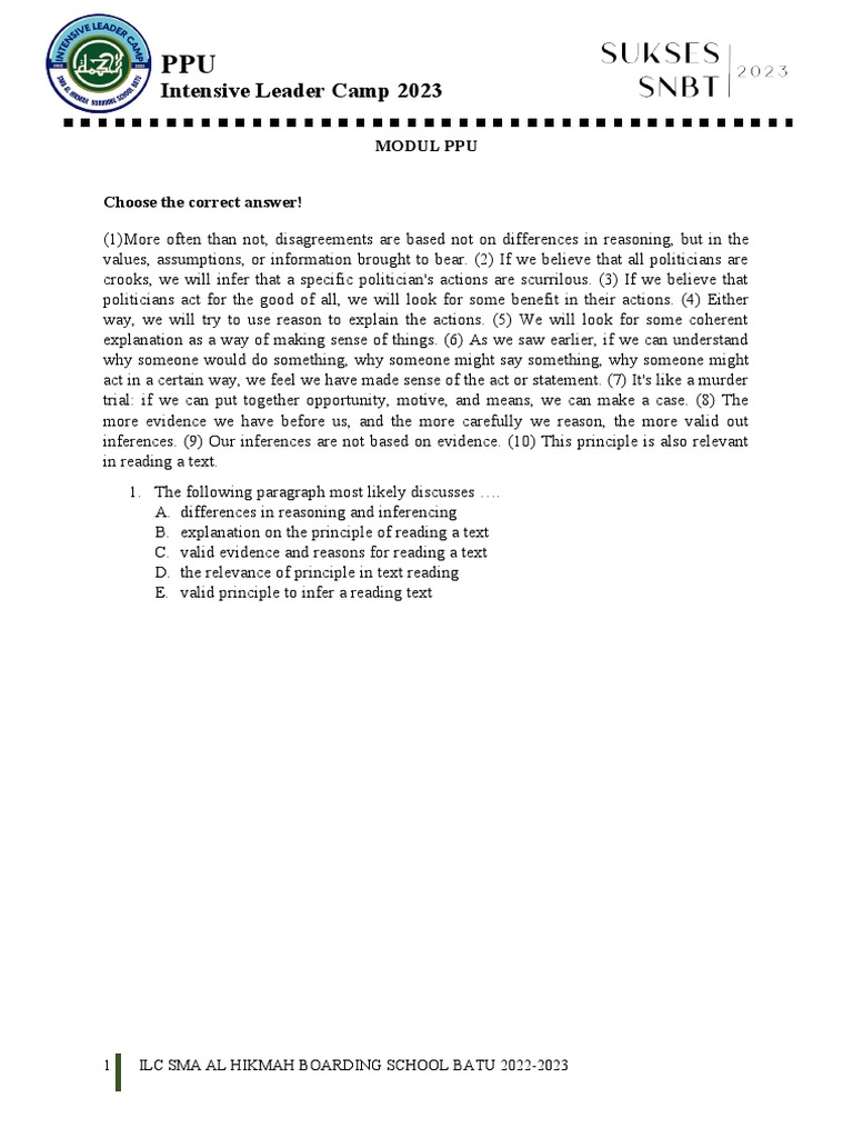 Understanding Inferences and Animal Senses | PDF | Science & Mathematics