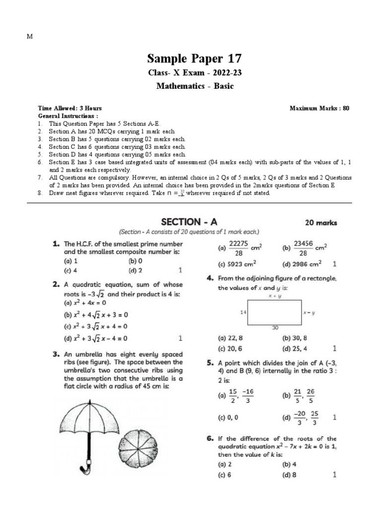 Sample Paper - 1 (Basic) | PDF