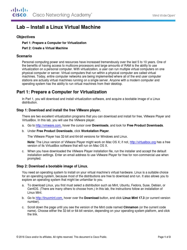 2.2.4.7 Lab - Install A Linux Virtual Machine | Download Free PDF | Operating System | Virtual ...