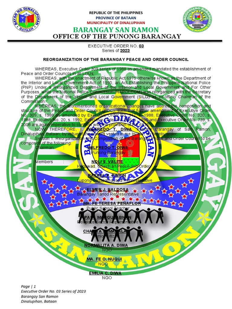 E.o.#03 Reorganization of The Barangay Peace and Order Council (Bpoc ...