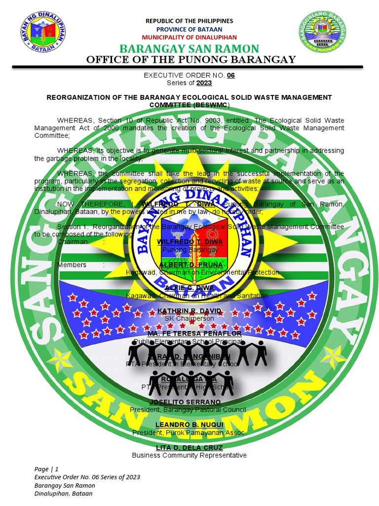 E.o.#06 Reorganization of The Barangay Ecological Solid Waste ...
