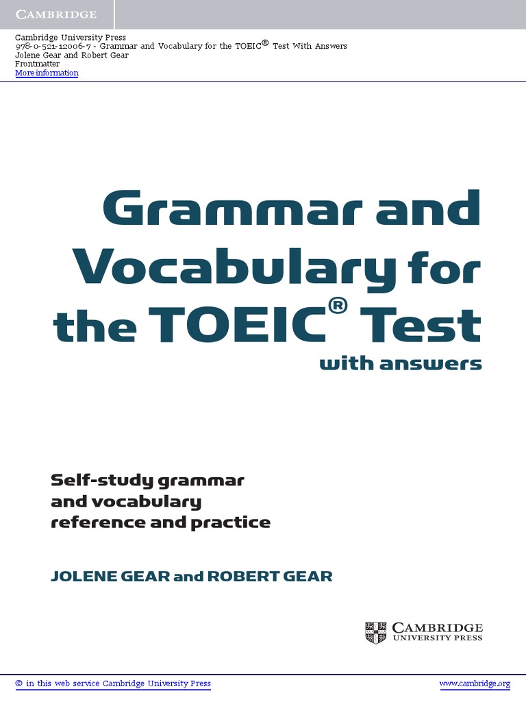 Grammar and Vocabulary For The TOEIC Tes | PDF | Verb | Adverb