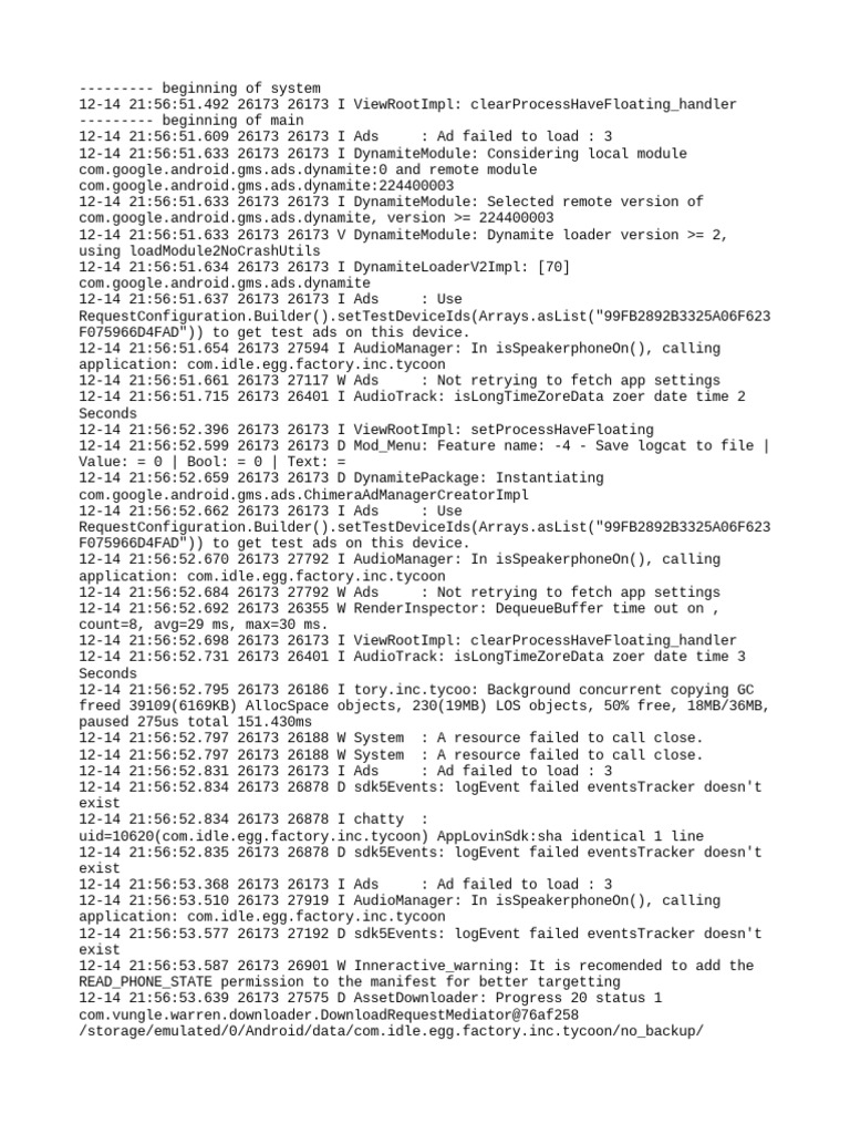 Mod Menu Log - Com - Idle.egg - Factory.inc - Tycoon | PDF | Computing ...
