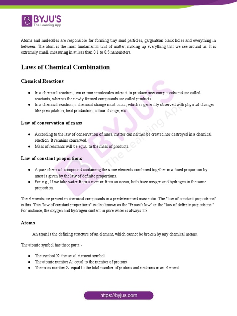 Atoms-And-Molecules-Class-9-Notes-Chapter-3.docx | PDF | Molecules | Ion