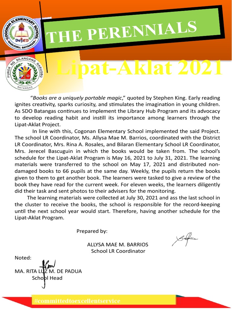 Lipat Aklat Program 2020 2021 | PDF | Wellness | Science & Mathematics