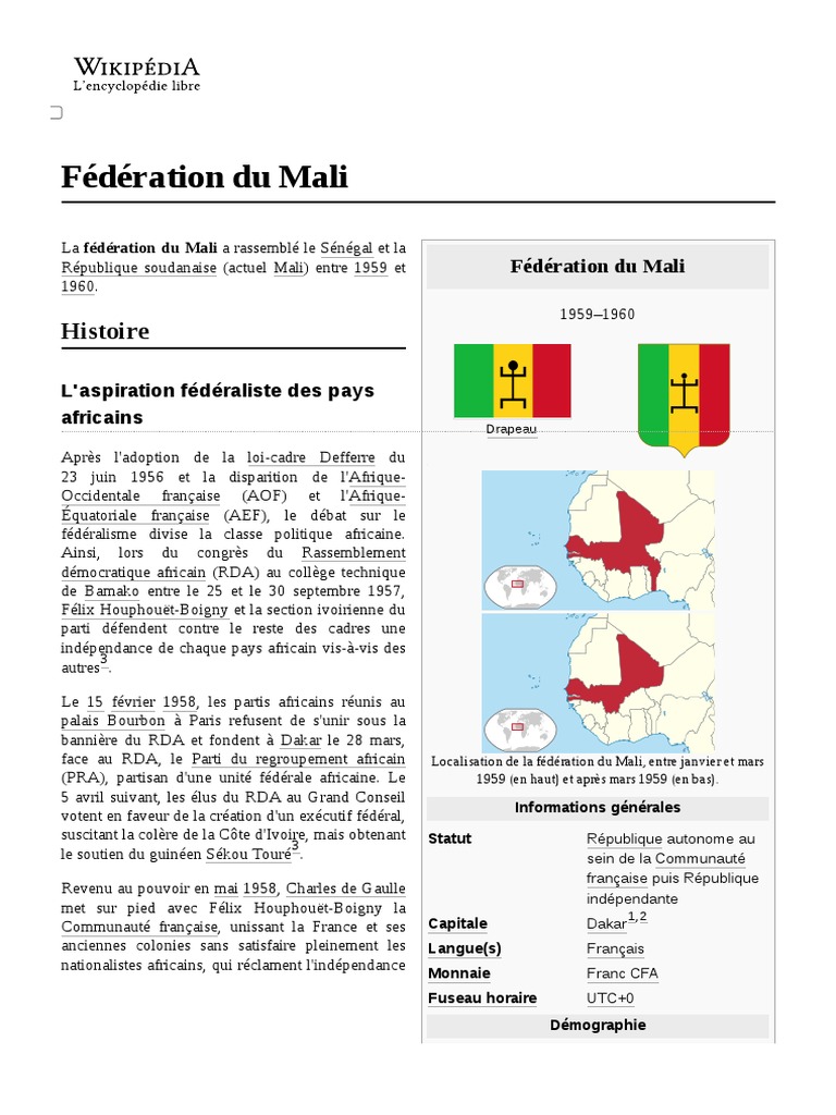 Éclatement de la fédération du Mali | PDF | Empire colonial français ...