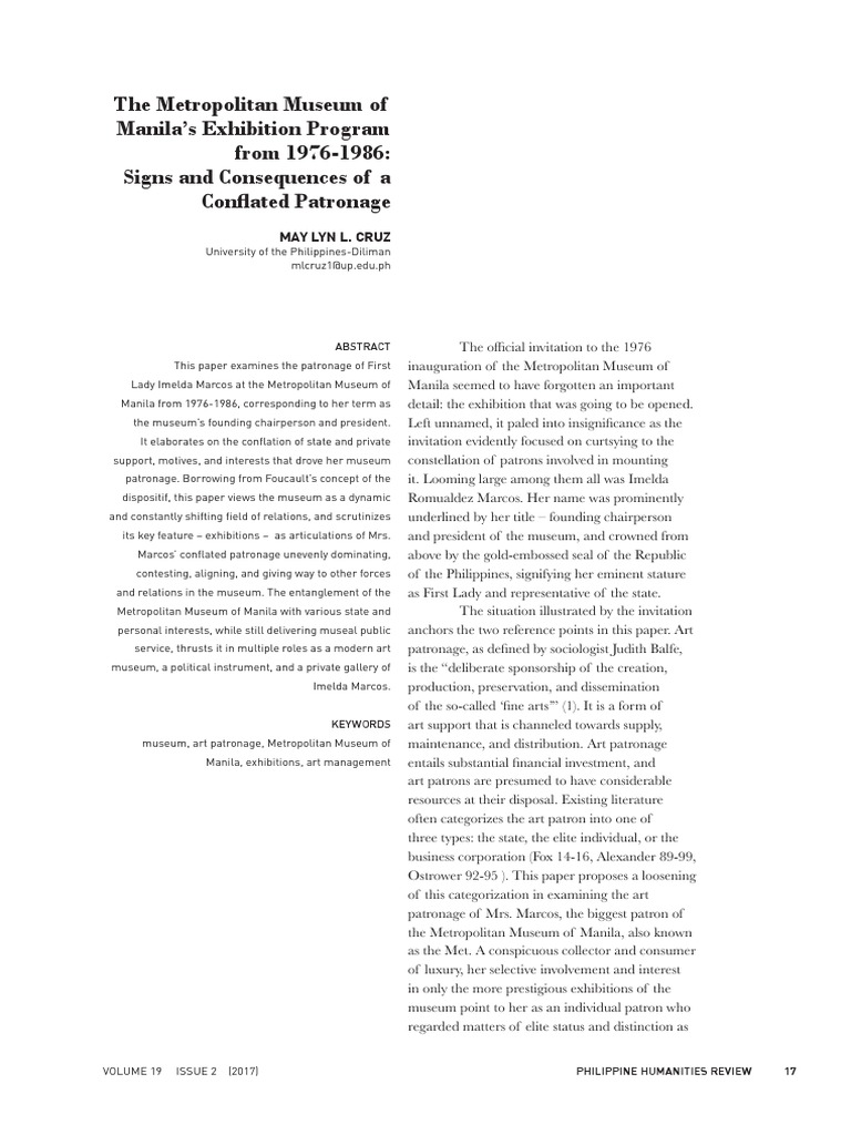 The Metropolitan Museum of Manila - S Exhibition Program From 1976-86 ...