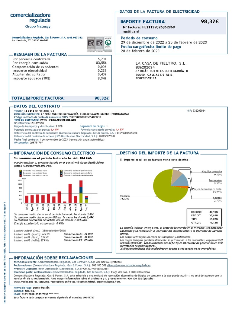 Factura Naturgy | PDF | Cantidades fisicas | Ingenieria Eléctrica