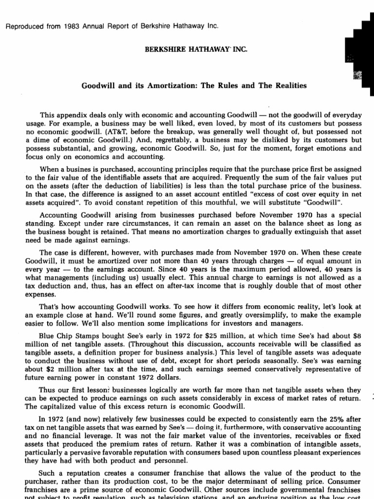 Goodwill and Its Amortization The Rules and The Realities | PDF ...