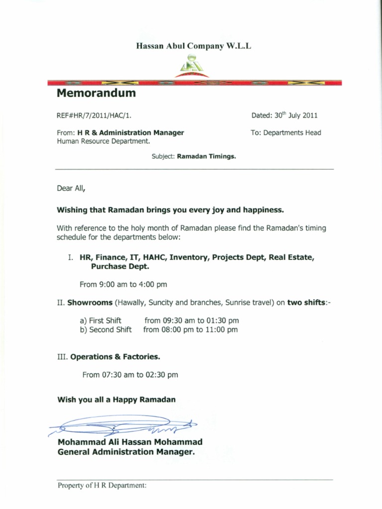 Ramadan Work Timings Schedule 2011 | PDF | Finance & Money Management ...