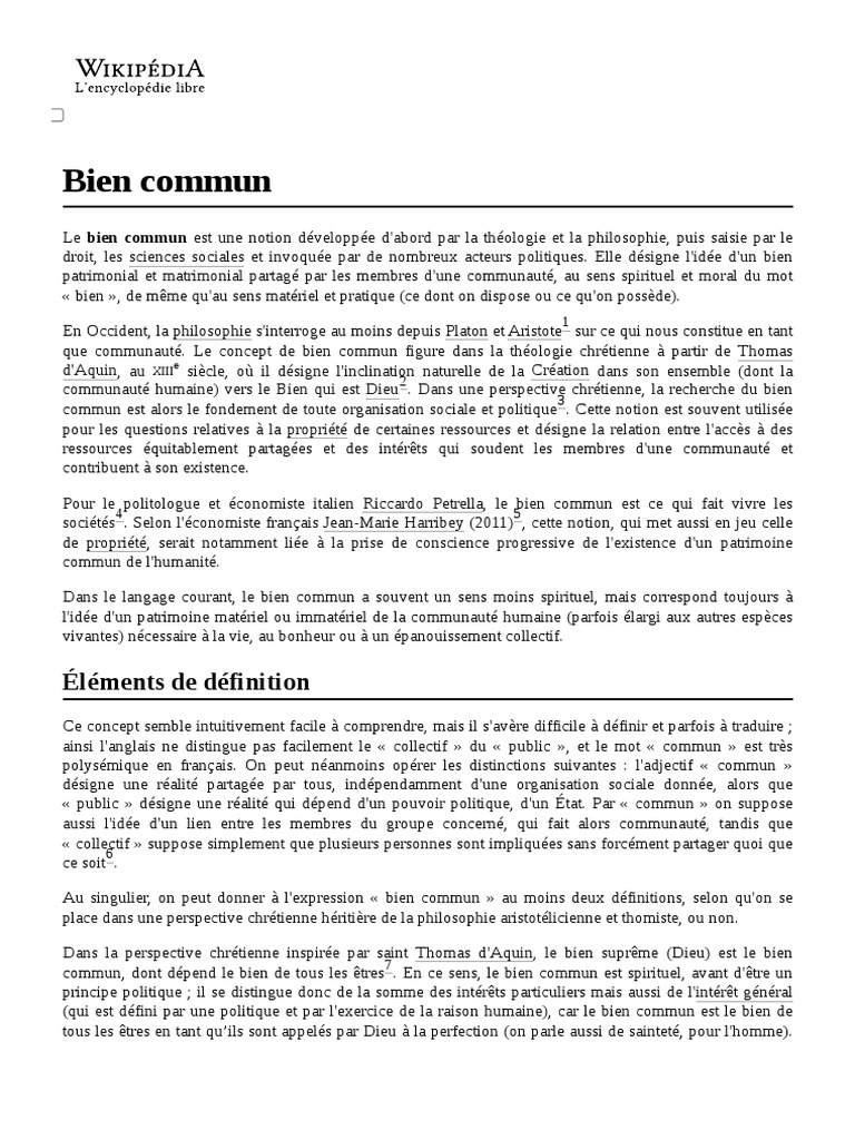 Notion de bien commun en philosophie | PDF | Philosophie